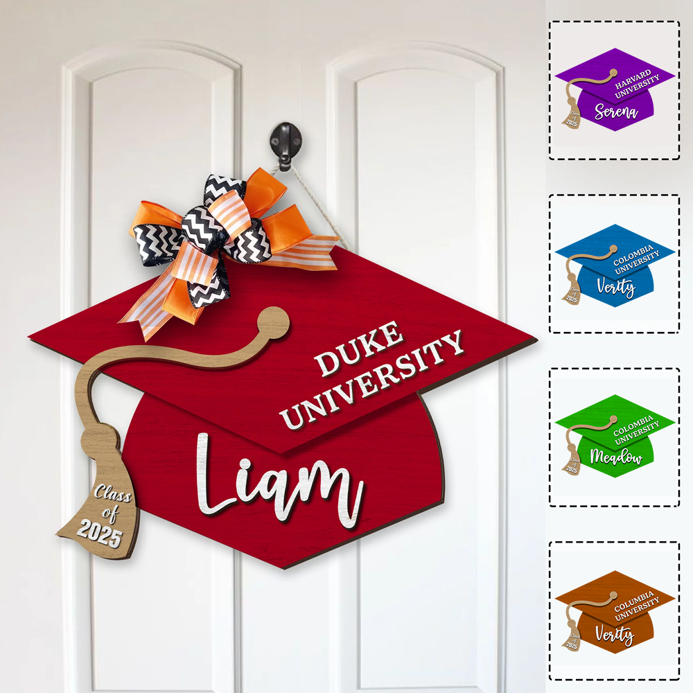 Personalized Graduation Door Decoration Name Graduation Hat Wooden Sig ...