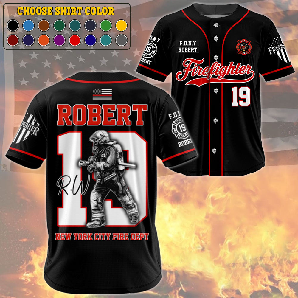 Firefighter Baseball Jersey Custom Dept Name Number Firefighter Gift F ...