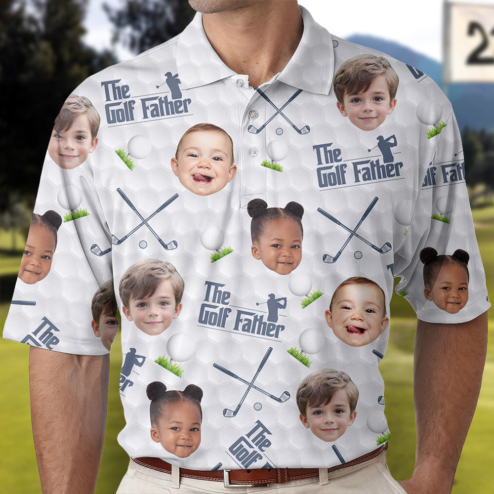 Customized Golf Father Polo Shirt featuring Personalized Face | InterestPod