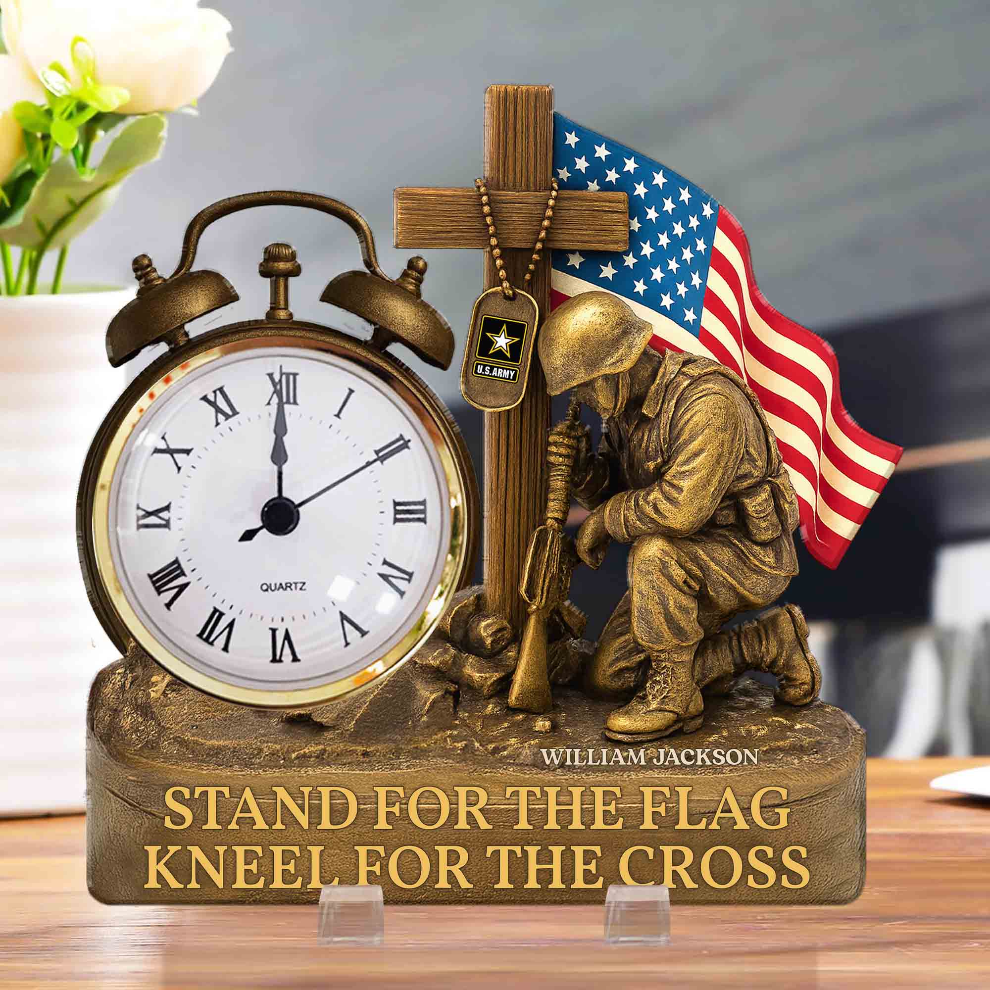 Veterans Military Acrylic Desk Clock Plaque - Personalized Gifts For V ...
