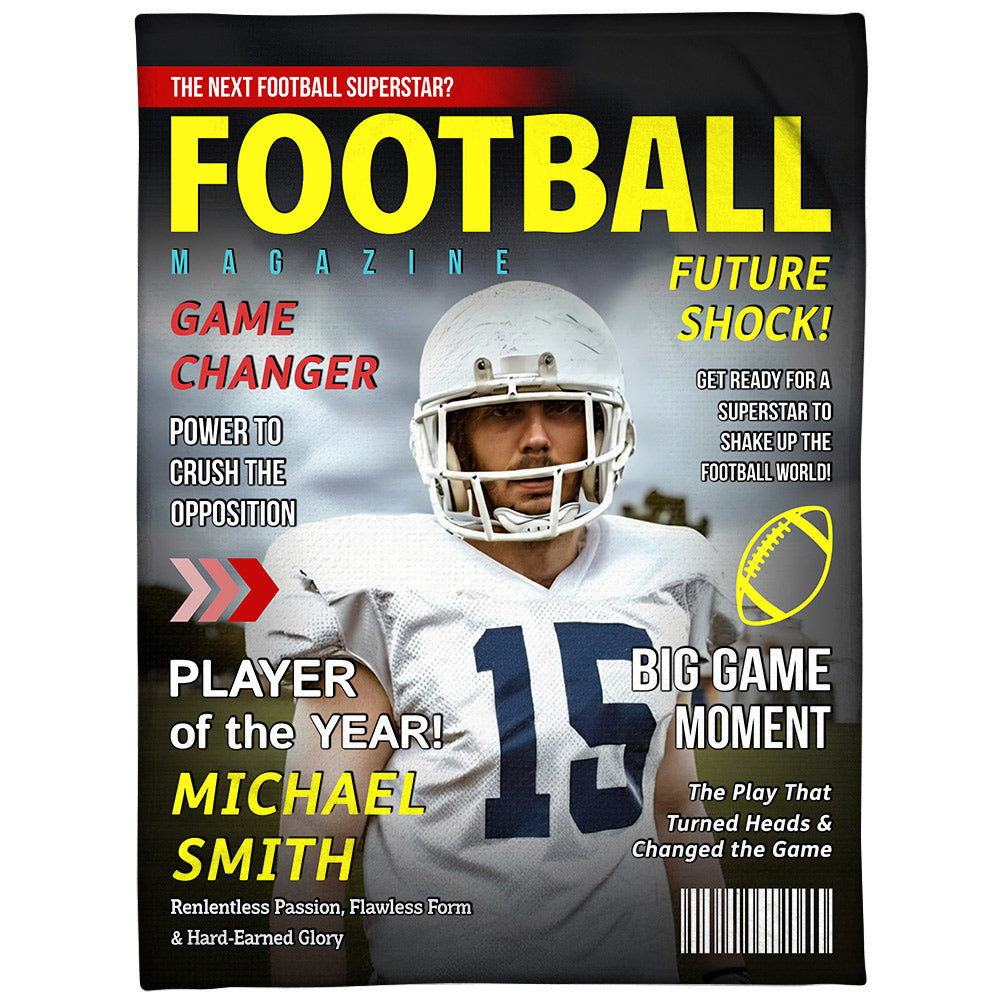Custom Football Magazine Cover Blanket , Gift For Football Player ...