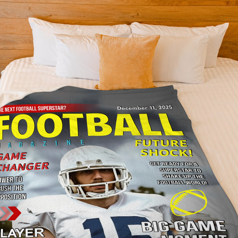 Custom Football Magazine Cover Blanket , Gift For Football Player ...