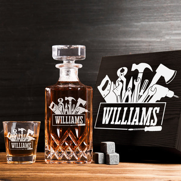 Mechanics Tools Tool Box Repair Tools Custom Name Whiskey Decanter Set ...