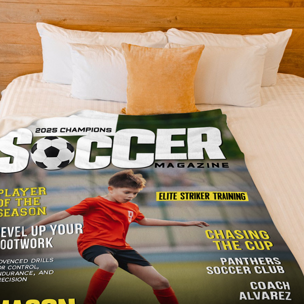 Personalized Soccer Magazine Cover Blanket - Gifts For Soccer Player ...