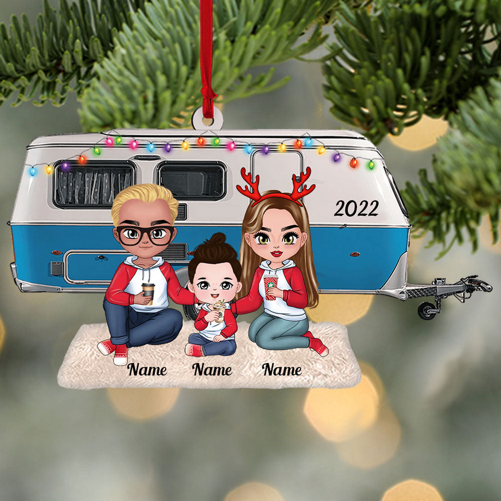 Personalized Young Family Camping With Caravan Camper Christmas Acryli ...