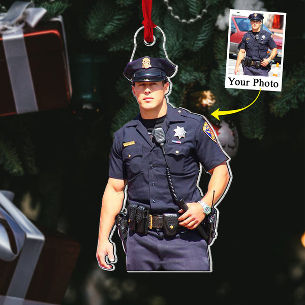 Custom Photo Police Acrylic Ornament Gift For Police Family | Interest Pod