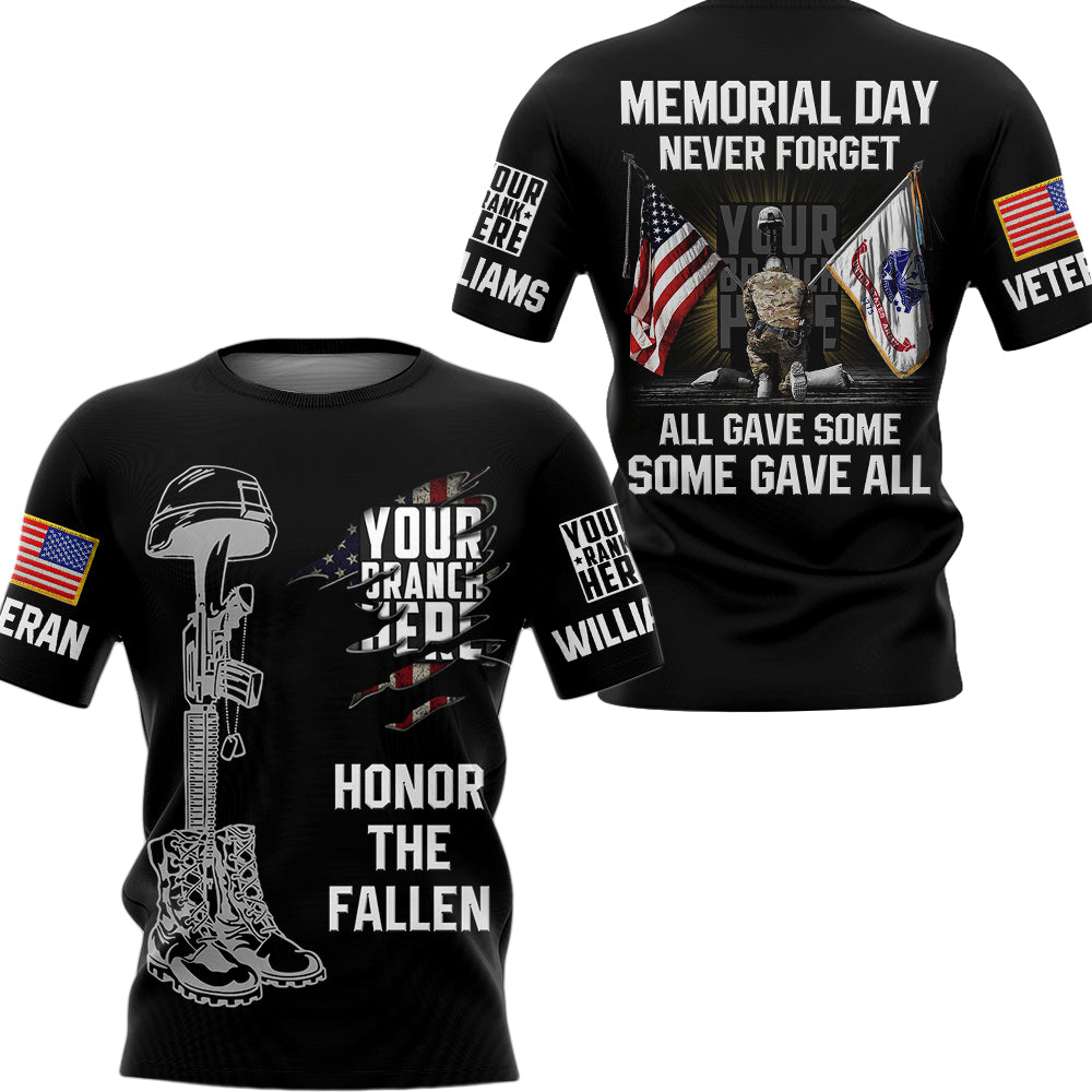 Honor The Fallen All Over Print Shirt Memorial Day Never Forget All Ga ...