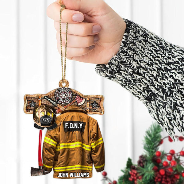 Rustic Fireman Fire Department Emblem Axe Personalized Christmas ...