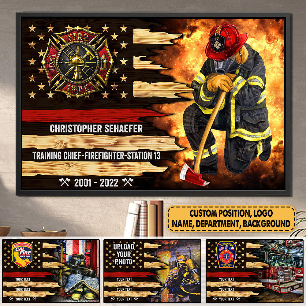 Personalized Firefighter Poster & Canvas Custom Gifr For Firefighter ...