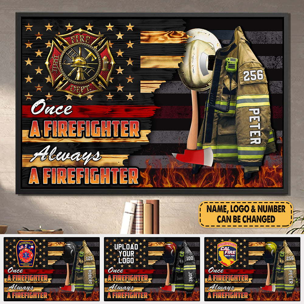 Personalized Firefighter Armor Clothes And Helmet Poster & Canvas Proud ...