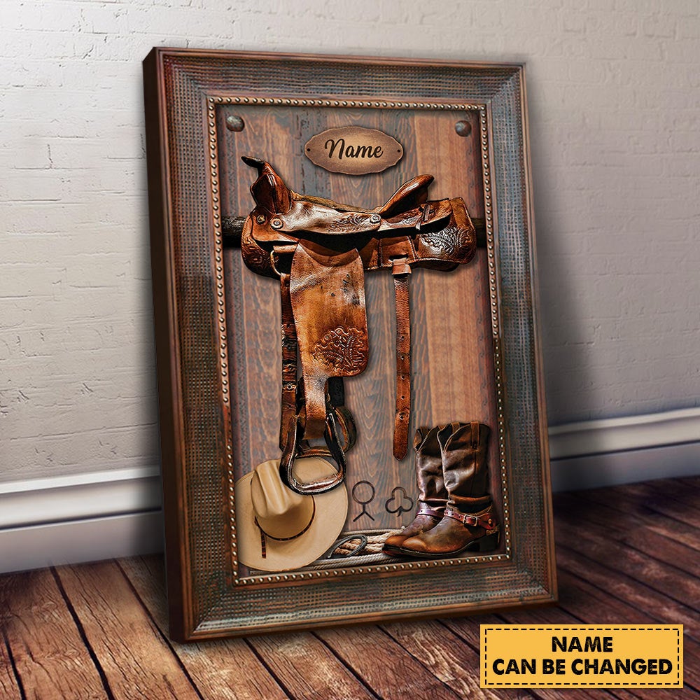 Personalized Canvas Horse Saddle Frame Canvas For Horse Lovers ...