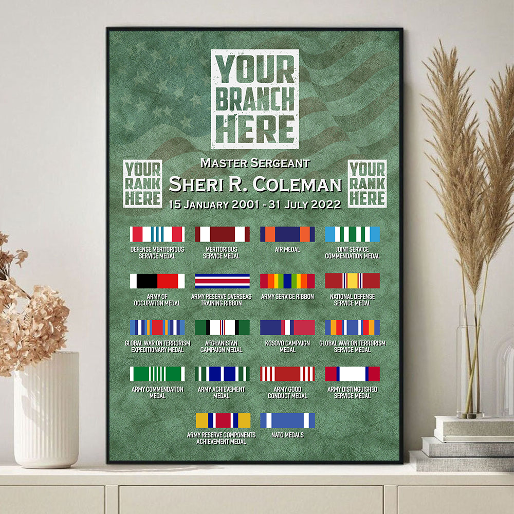 Custom Canvas and Poster For Veteran Custom Veteran Information Rank M ...