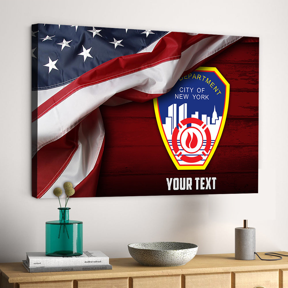 Personalized Canvas For Firefighter Custom Logo Thin Red Line Fireman ...