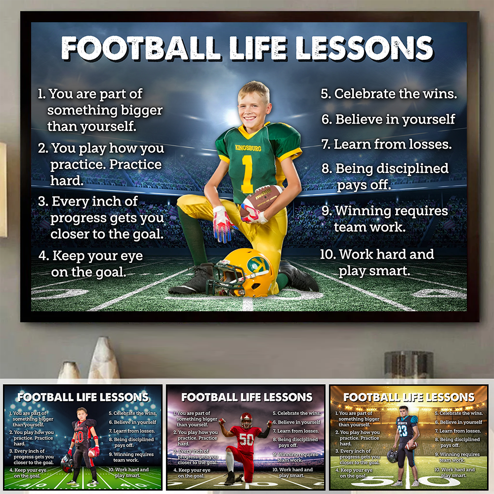 Football Life Lessons Custom Photo Poster Canvas Gift For Football Pla ...